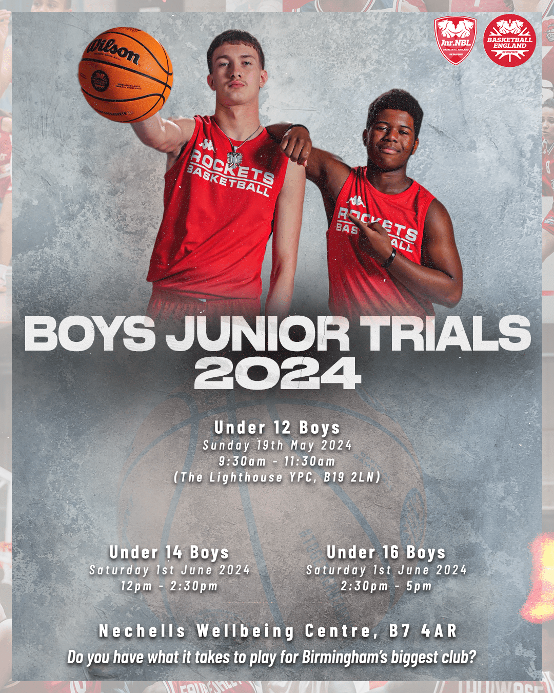 Boys Junior Trial Dates 2024 - City of Birmingham Rockets Basketball Club
